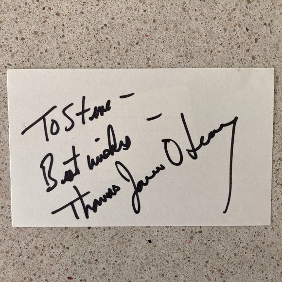Autograph | Other | Thomas James Oleary Signed Inscribed 3x5 Index Card ...